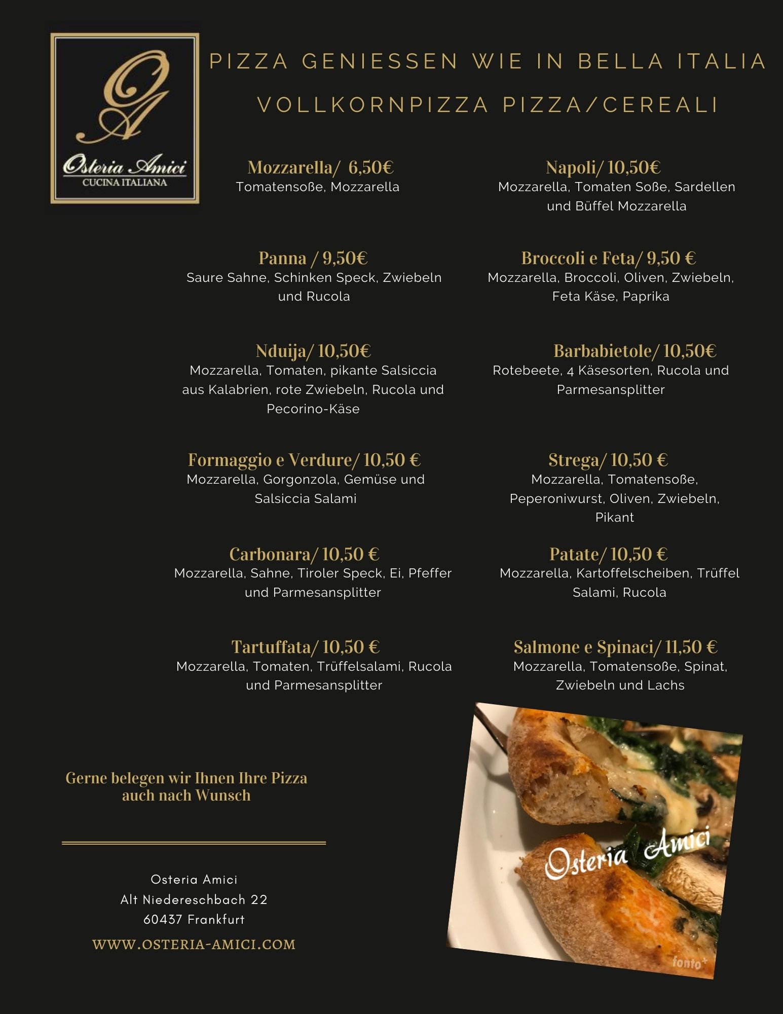 Speisekarte – Osteria Amici